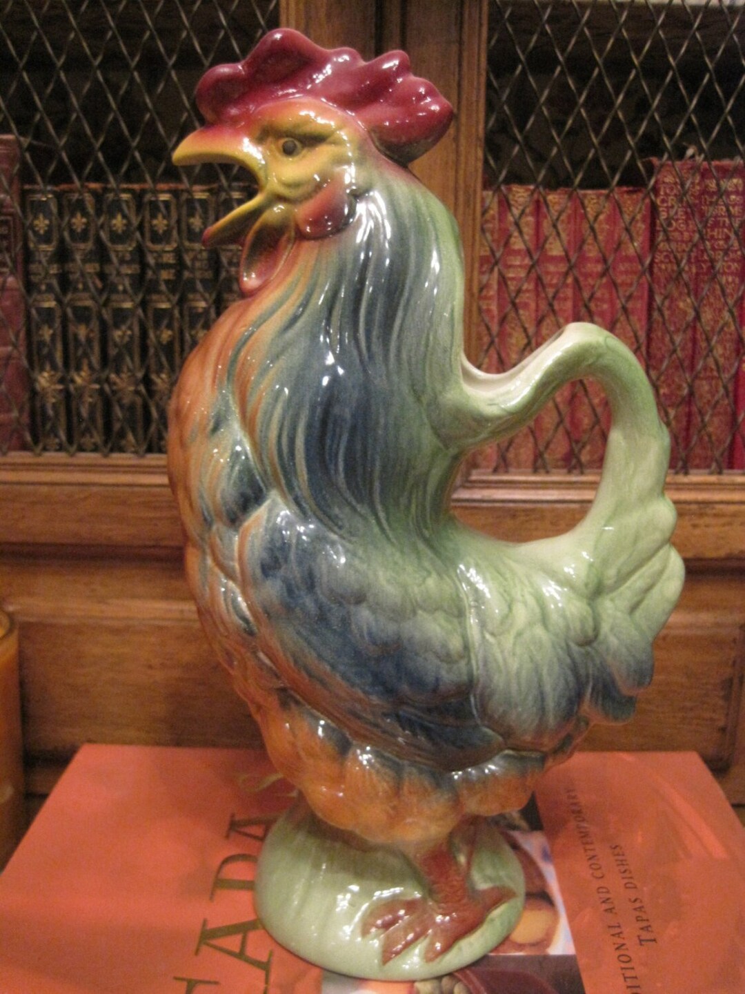 Vintage French Majolica Rooster Anisette Pitcher - Etsy