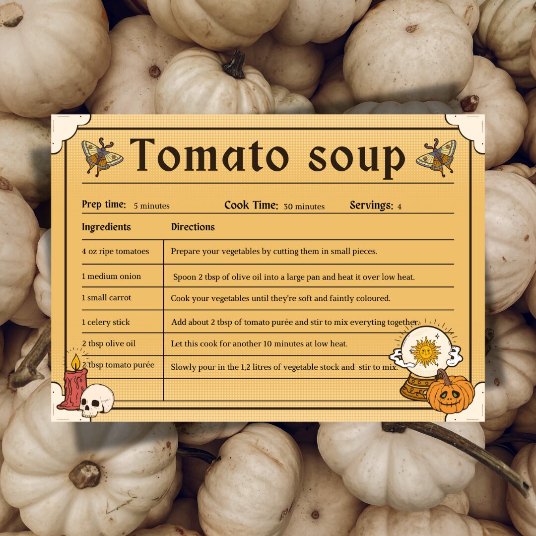 Halloween Retro Cartoon Recipe Card editable Halloween Recipe Card ...