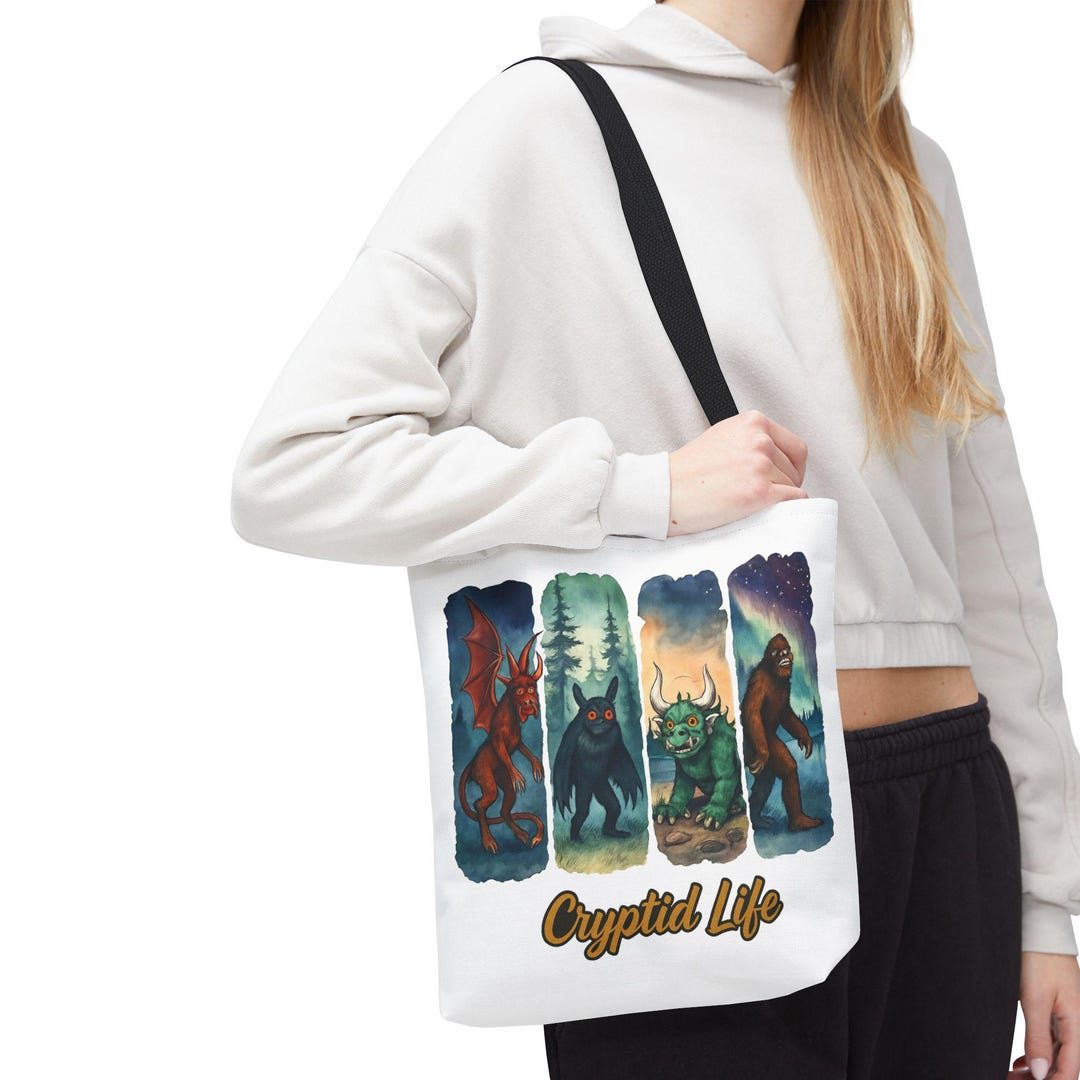 Cryptid Life Tote Bag, Bigfoot Hodag Mothman Wendigo Nessy Adventure ...