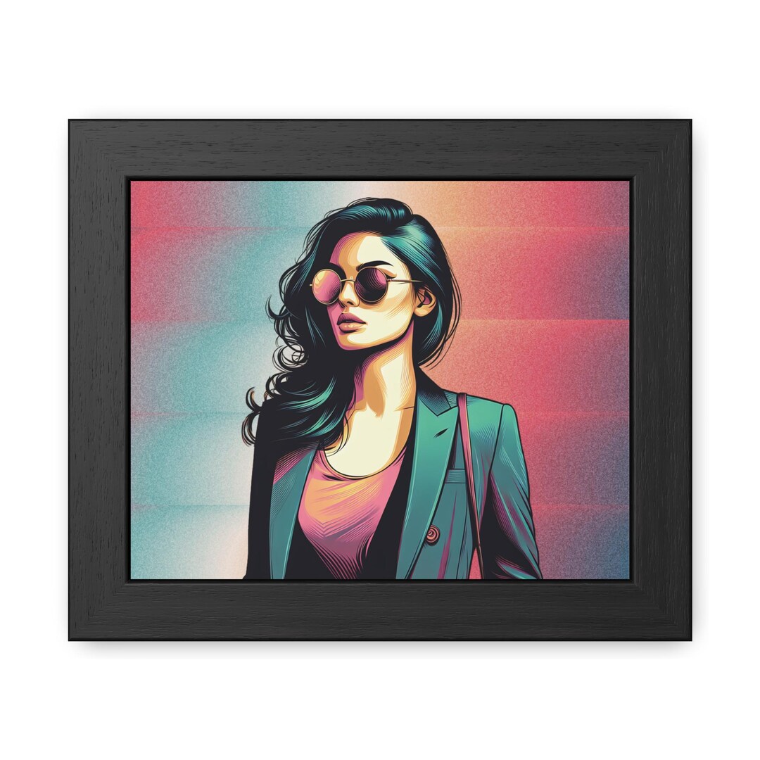 Colorful 1980's Style Art Print Framed Poster, Retro Pop Art Deco Decor ...