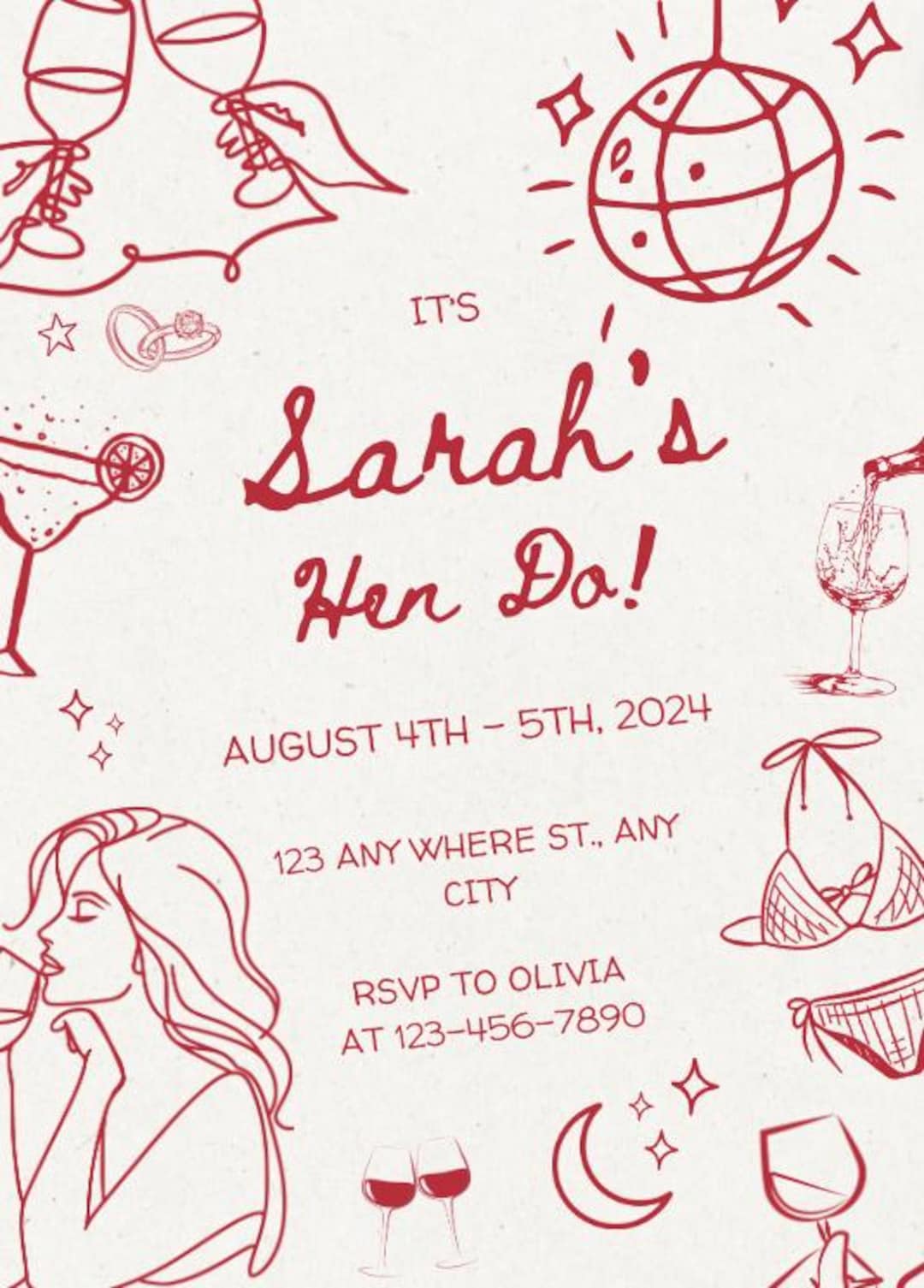 Hen-do/bachelorette Invite Template - Etsy