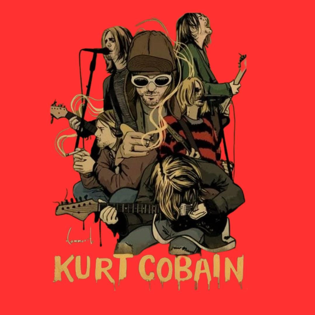 Kurt Cobain Stickers, Grunge, Rock Band, Nirvana Stickes, Guitar ...