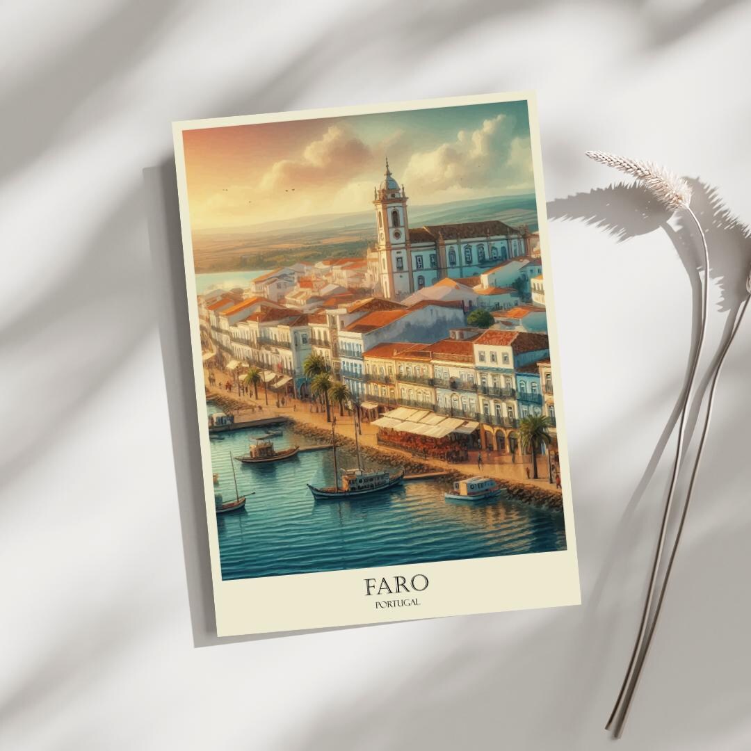 Faro, Portugal, Skyline, Travel, Poster, Print, Art, Home Décor, Wall ...