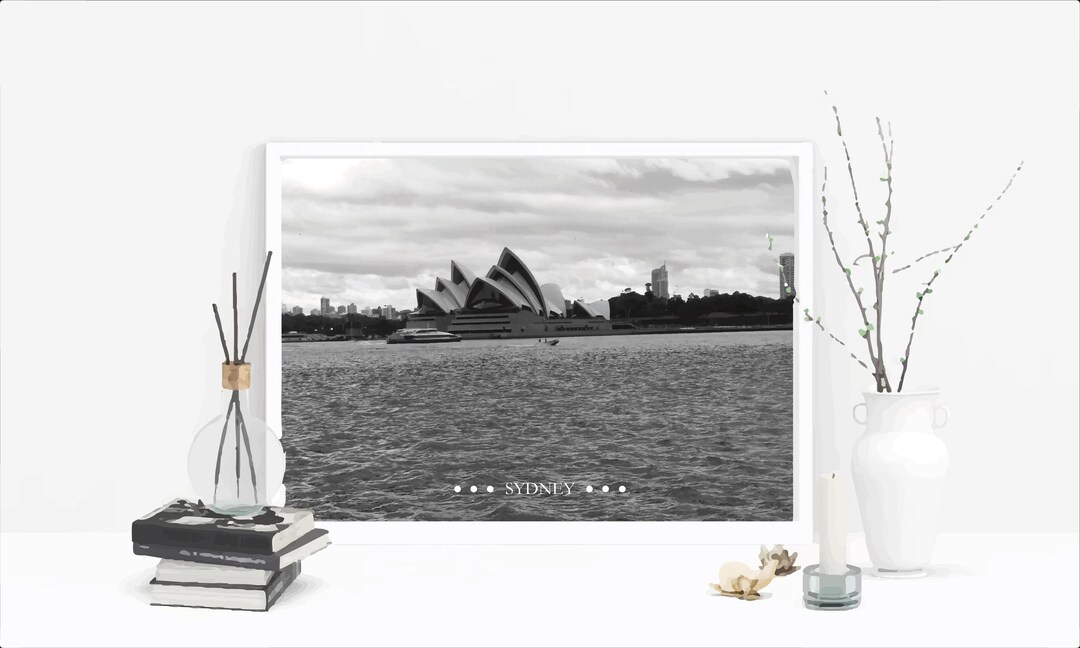 Sydney Opera House, Print, Art, Home Décor, Wall-art, Yellow, Green ...