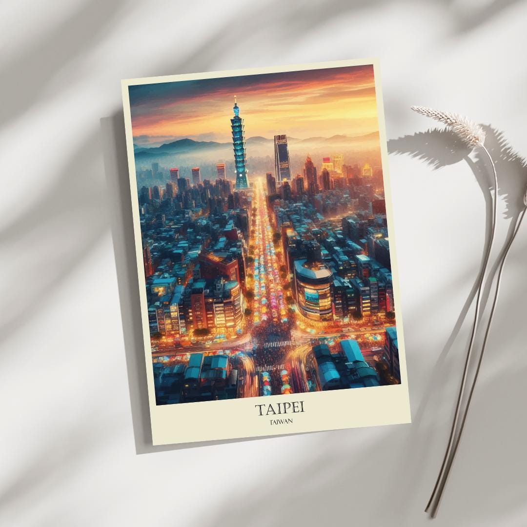 Taipei, Taiwan, Skyline, Travel, Poster, Print, Art, Home Décor, Wall ...