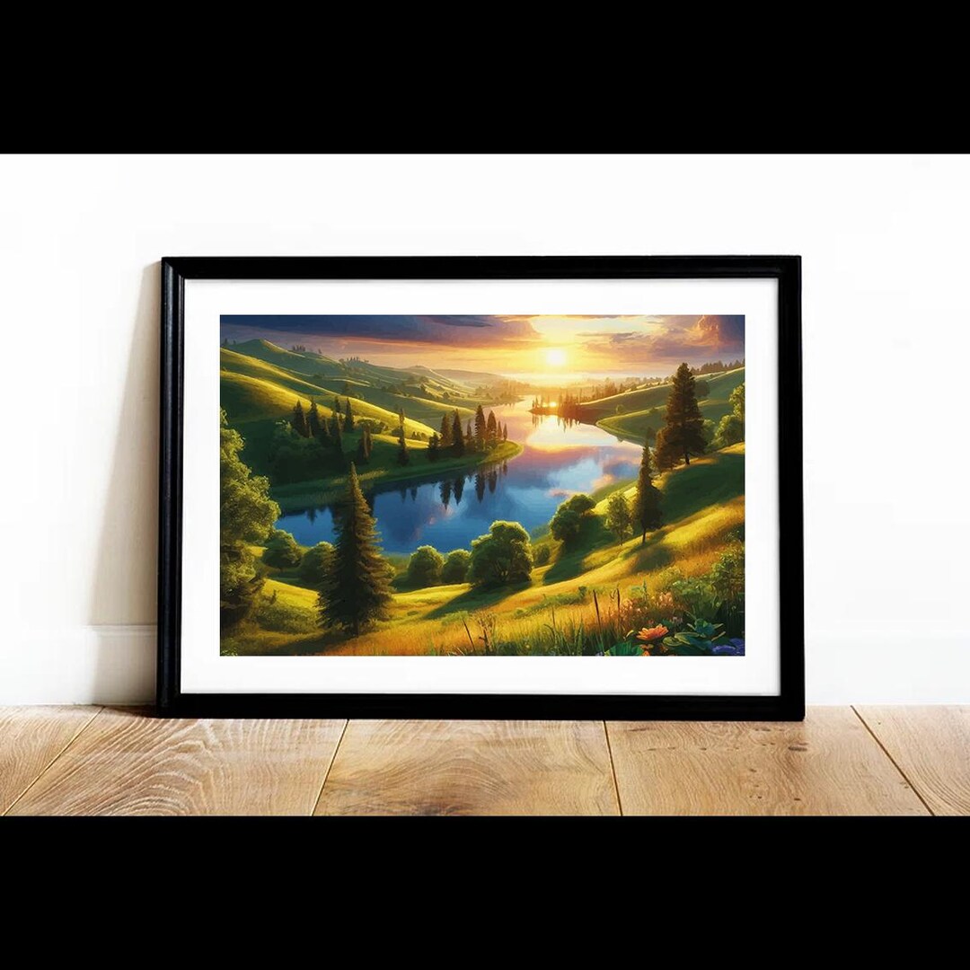 Beautiful Landscape Illustration, Poster, Print, Art, Home Décor, Wall ...