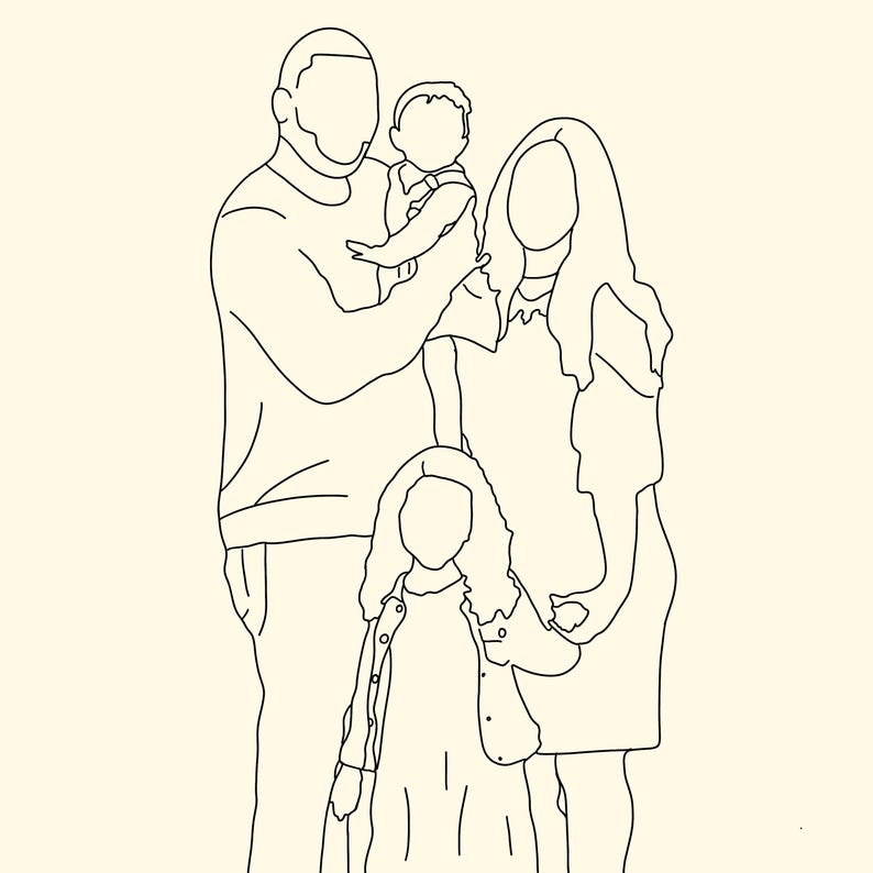 Custom Line Drawing, Simple Line Art, Commission Portrait, Download ...