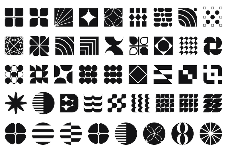 Brutalist Geometric Shape Set Elements in Flat Graphic Design ...