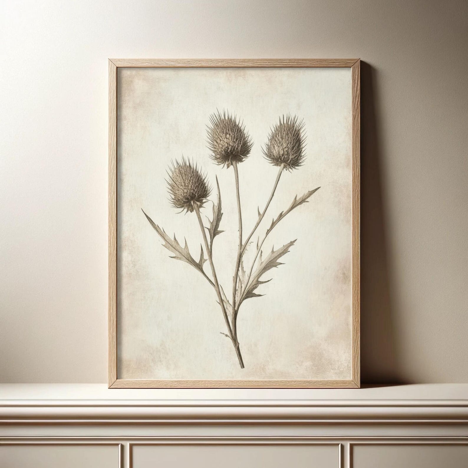Rustic Thistle Botanical Art Print: Vintage Nature Illustration for ...
