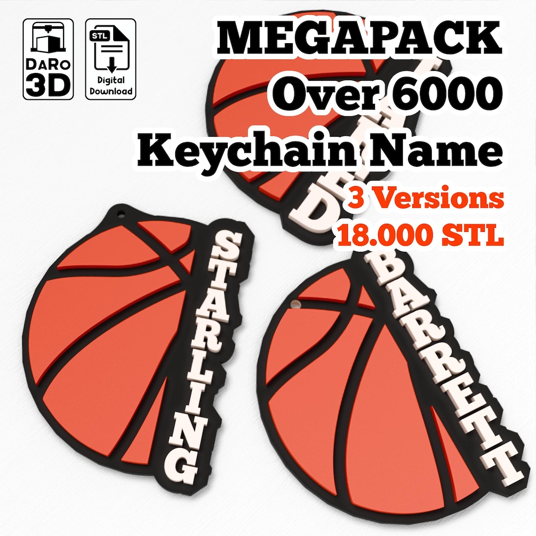 Mega Pack 6000 Basket Ball Keychain, Naming Keychain English / American ...