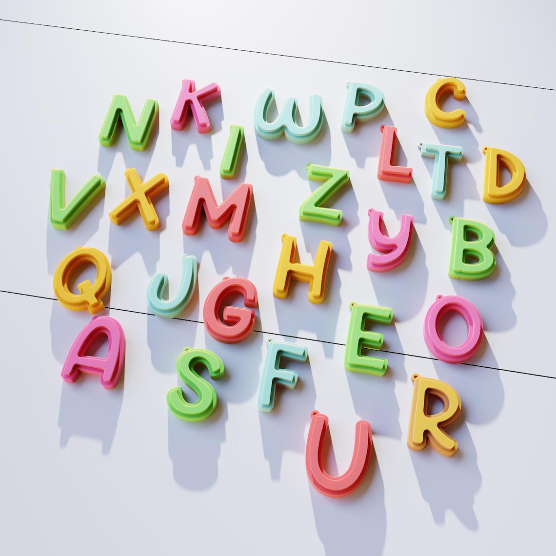 Keychain Letter Alphabet Pack 3D Printing File, Rounded Chubby Font ...