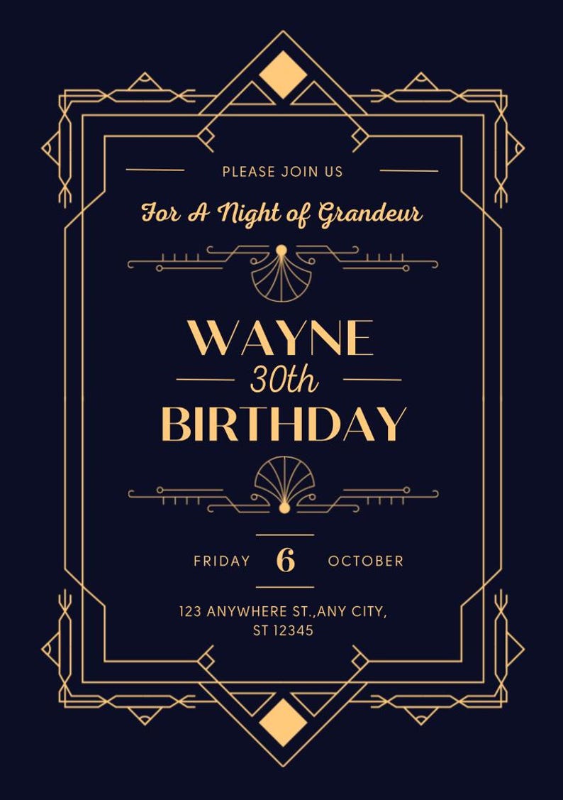 Gatsby Nights - Art Deco Party Invitation - Etsy
