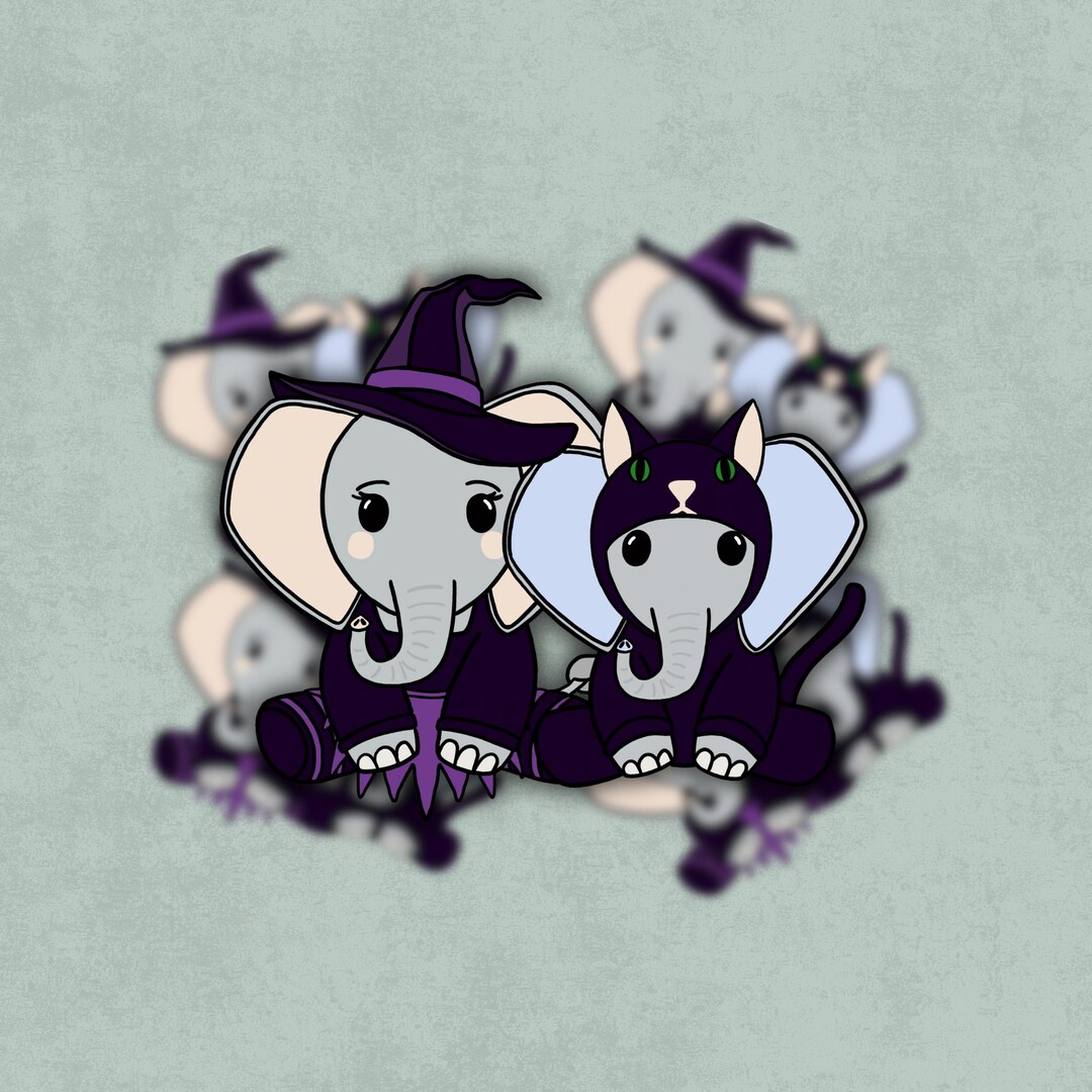 Ellie & Eli Halloween Sticker | Gothic Witch Cat Vinyl Stickers ...