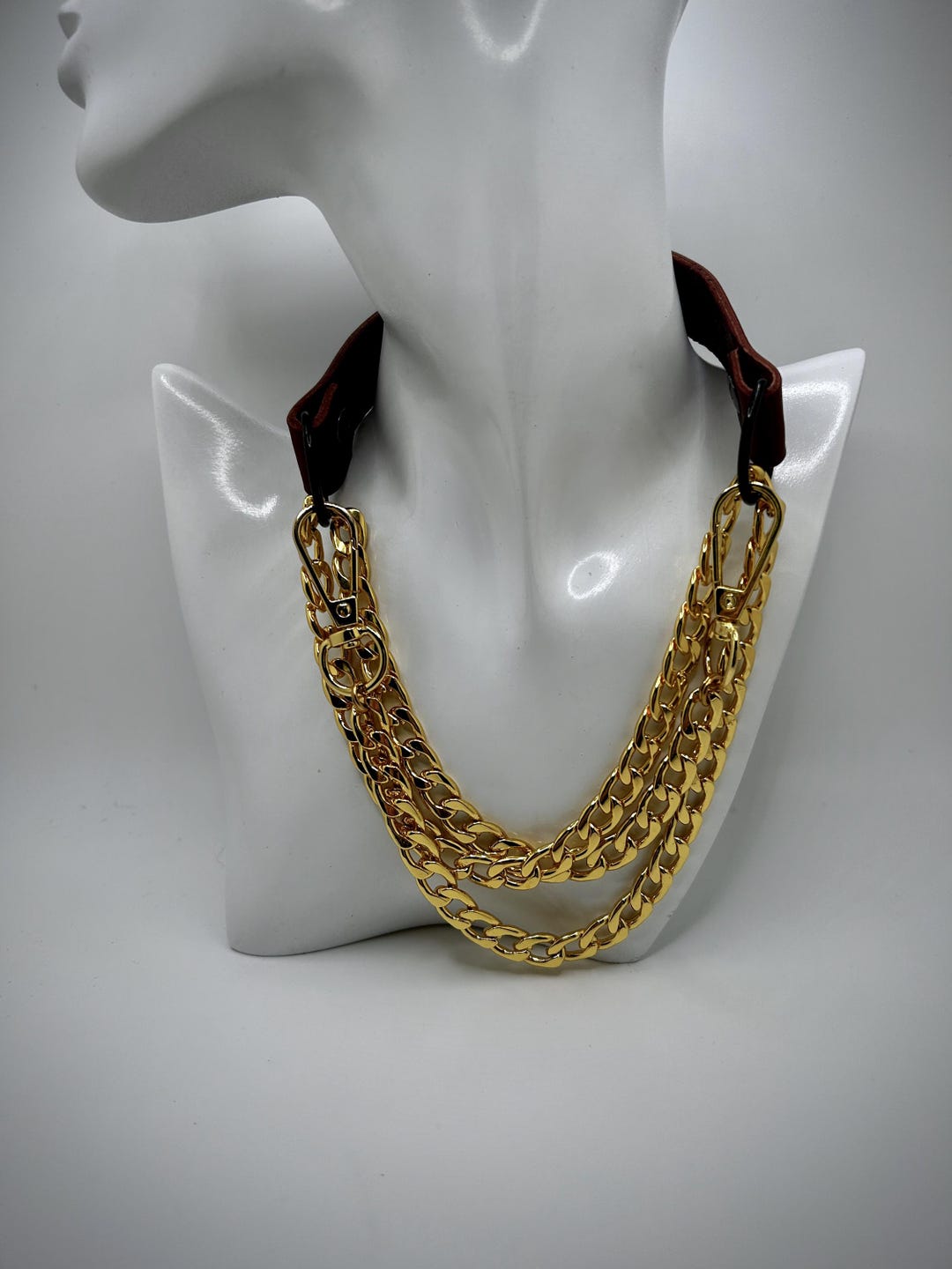 Freaks to the Front Slip Chain Leather Choker - Burgundy - Etsy