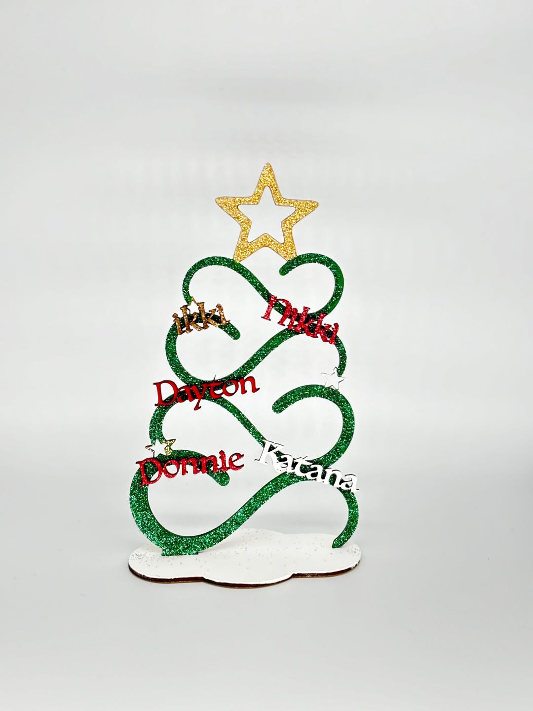 Personalized Family Tree Laser Cut Wood Christmas Tree With Stand, Star ...