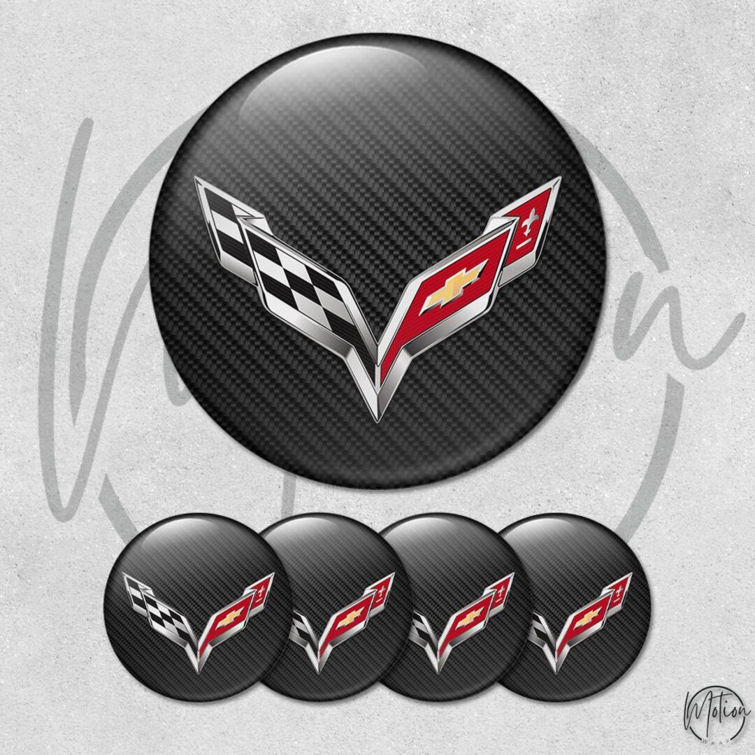 Corvette C7 Emblem Decals | Set of 4 Premium 3D Raised Resin Stickers ...
