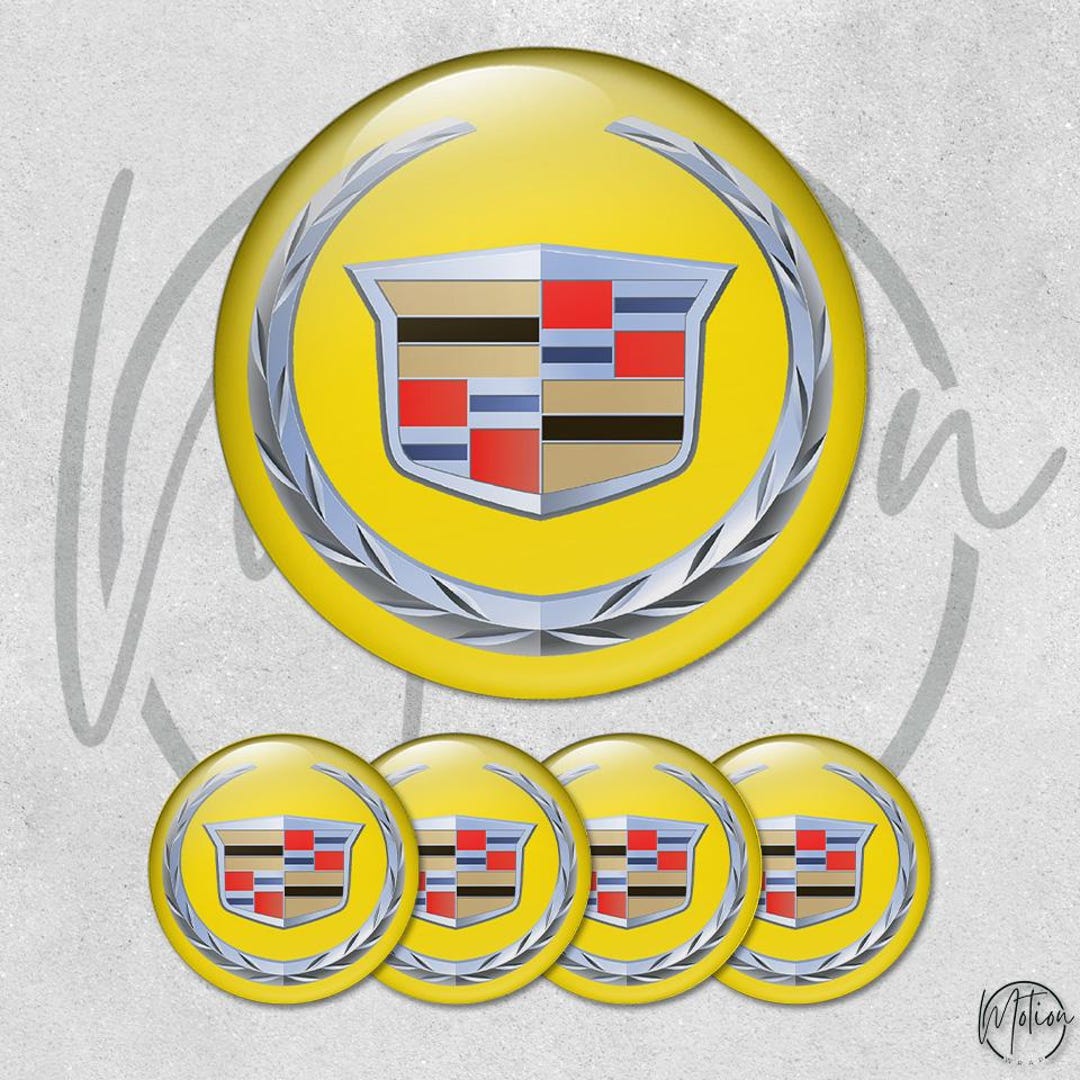 Cadillac Emblem Decals | Set of 4 Premium 3D Raised Resin Stickers ...