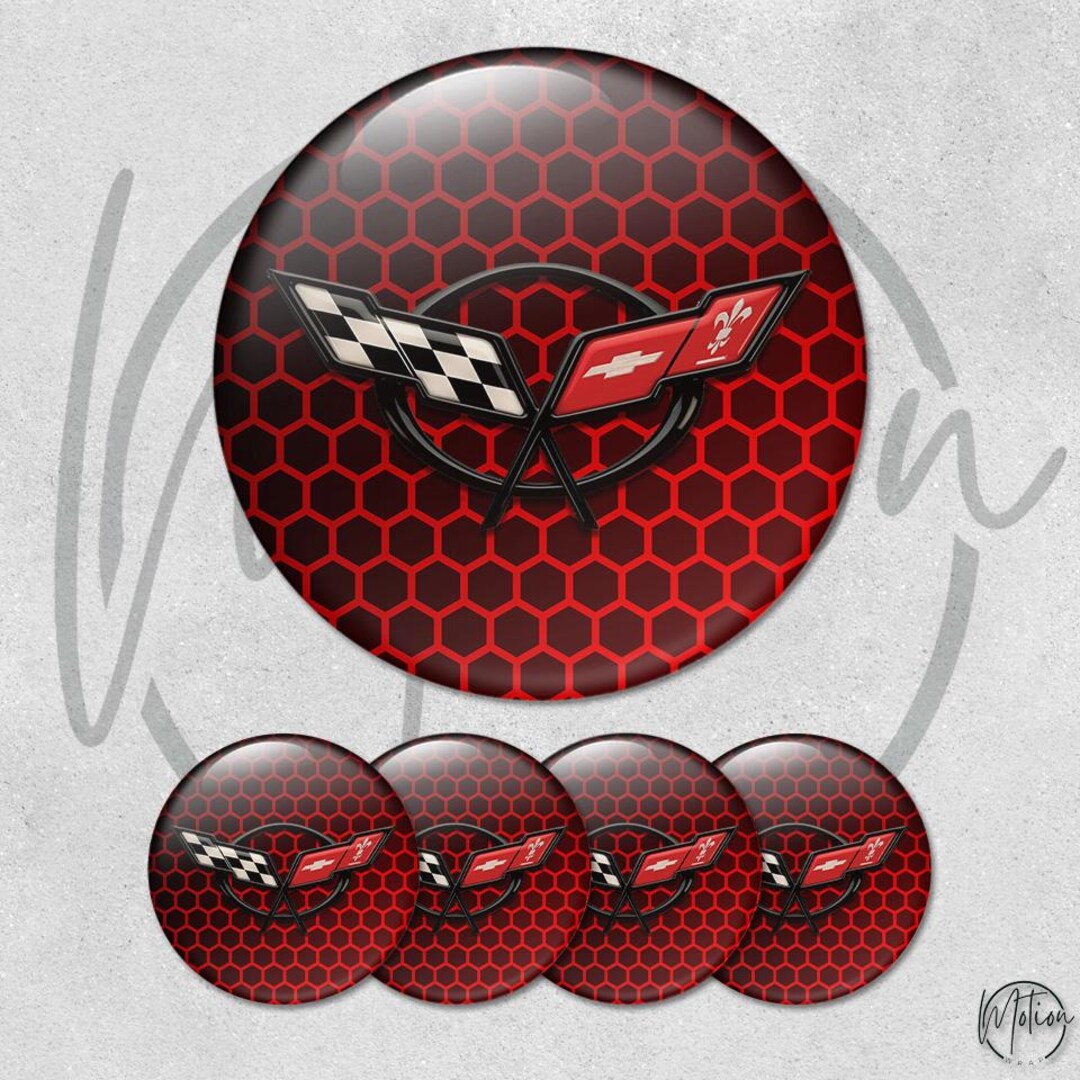 Corvette C5 Emblem Decals | Set of 4 Premium 3D Raised Resin Stickers ...