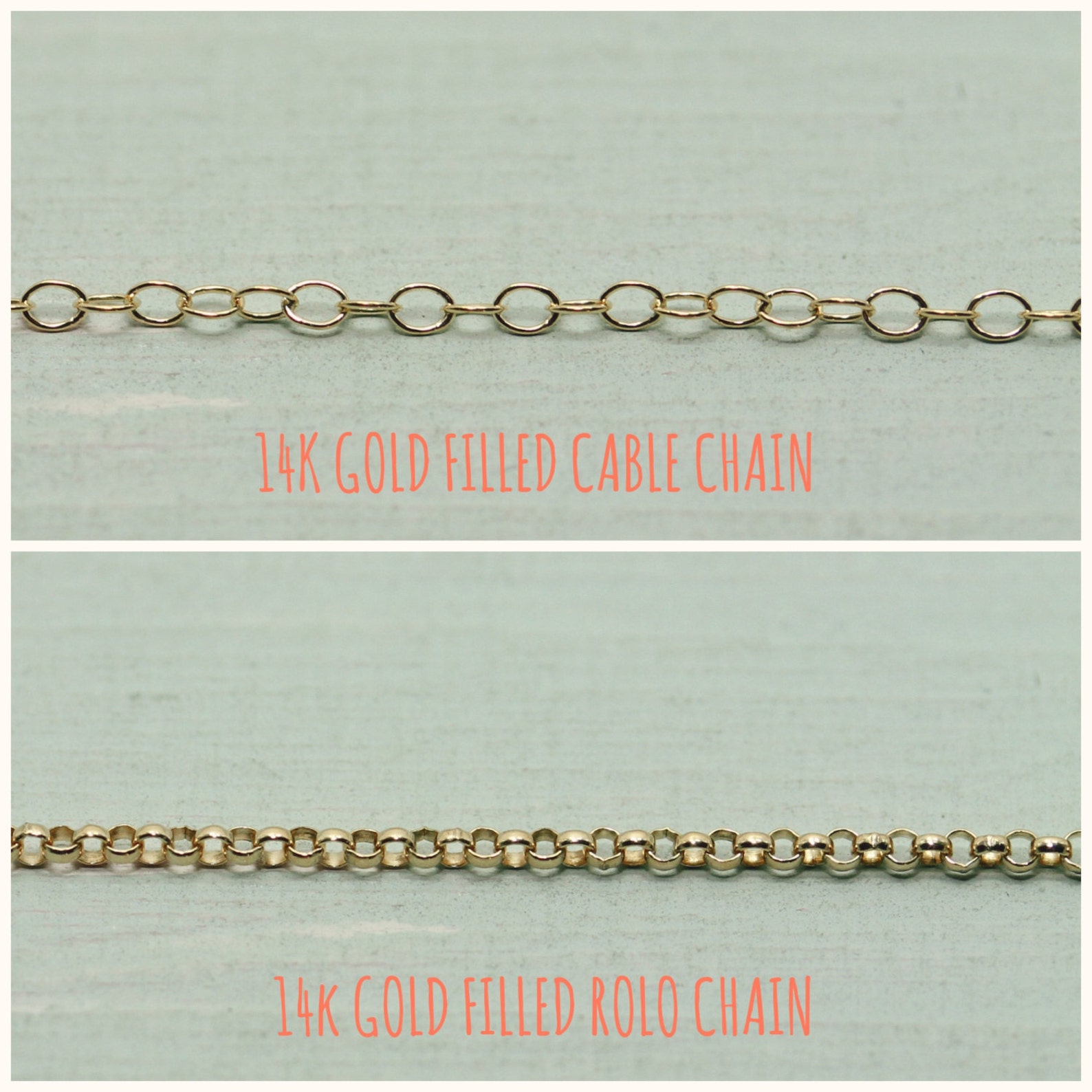 Cable or Rolo Chain - Sterling Silver - 14k Gold Filled or 14k Rose ...