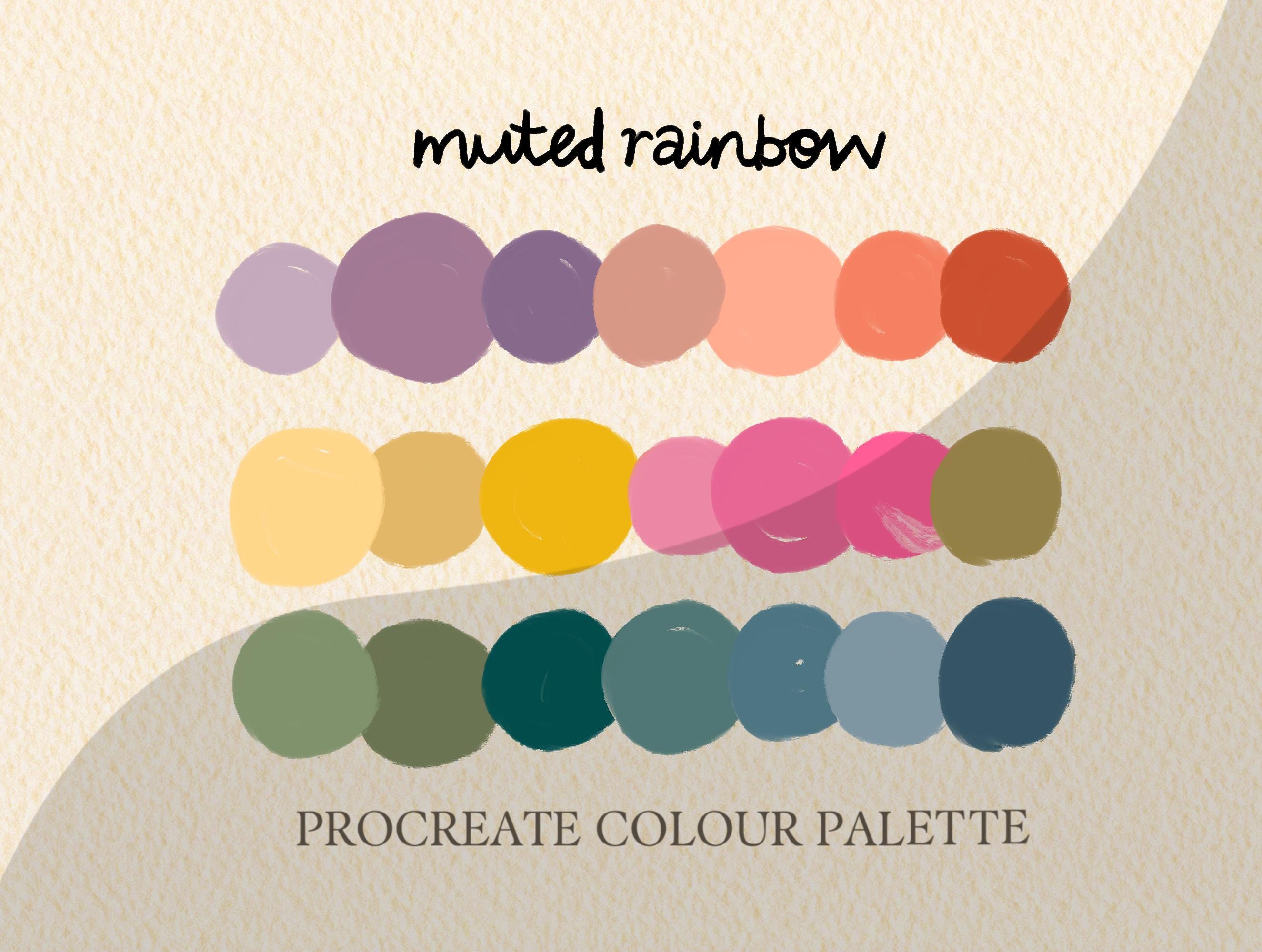 Muted Rainbow - Procreate Color Palette- Beach Color Palette - Rainbow ...