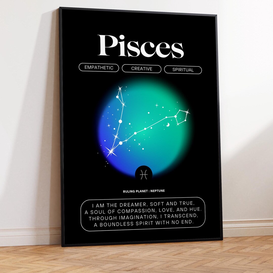 Pisces Zodiac Astrology Aura Poster, Pisces Gift, Personalized Gift ...