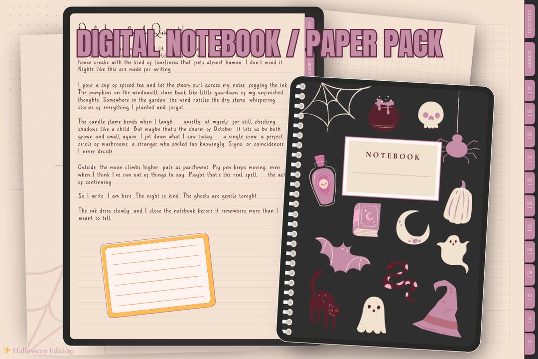 Cozy Halloween Digital Notebook | 12-tab Witchy Journal (PDF) - Etsy
