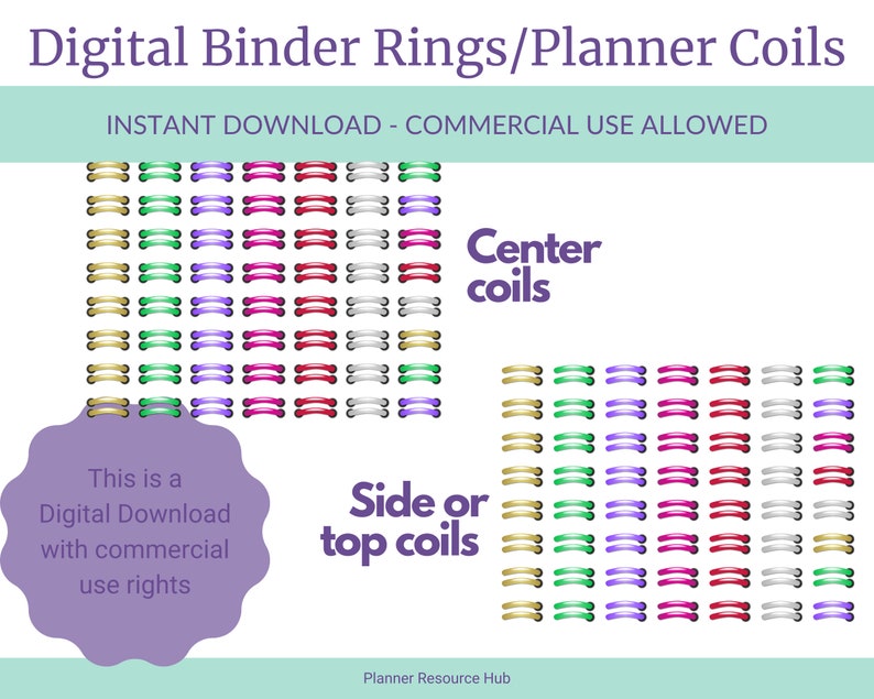 Bold Double Binder Rings | Digital Planner Wire Coils for Digital ...