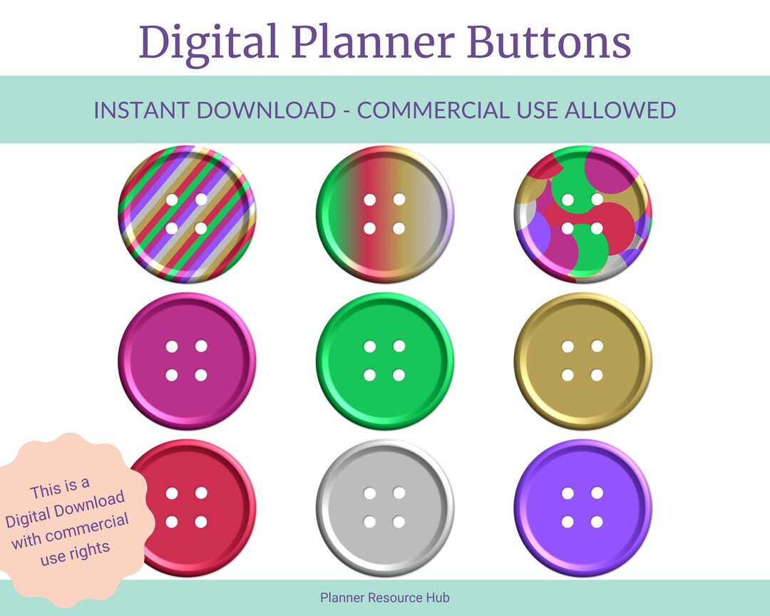Bold Digital Buttons | Cute Buttons | Realistic | for Use in Digital ...