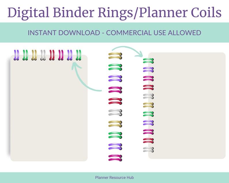 Bold Double Binder Rings | Digital Planner Wire Coils for Digital ...