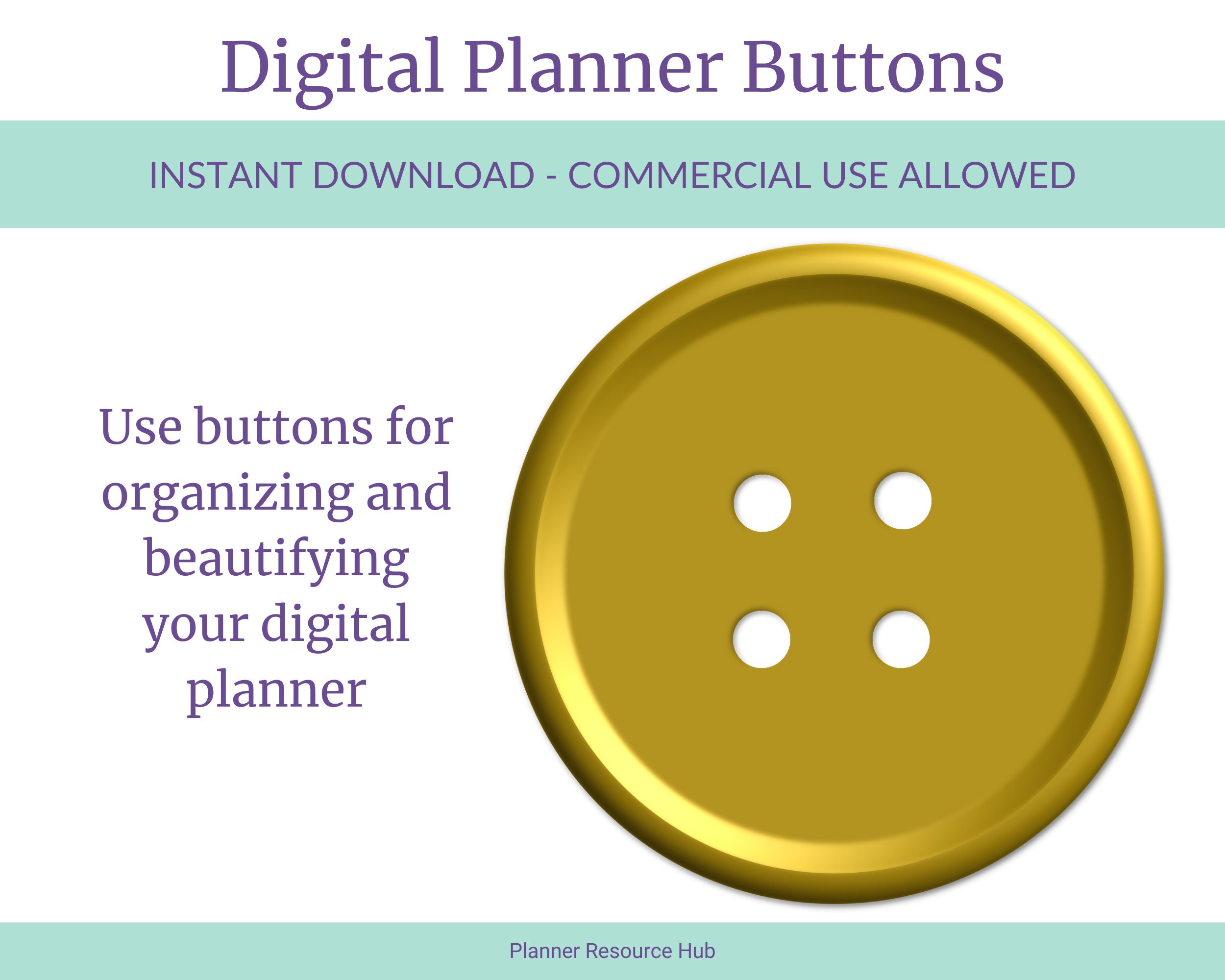 Gold Digital Buttons | Cute Buttons | Realistic | for Use in Digital ...
