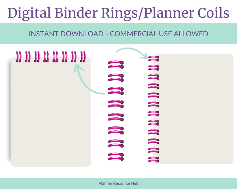 Bold Double Binder Rings | Digital Planner Wire Coils for Digital ...