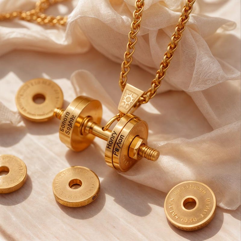 Personalized Gold Dumbbell Necklace - Etsy