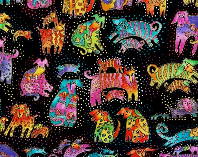 Laurel Burch Fabric "felines & Canines" - Clothworks Fabrics - 1-yard ...