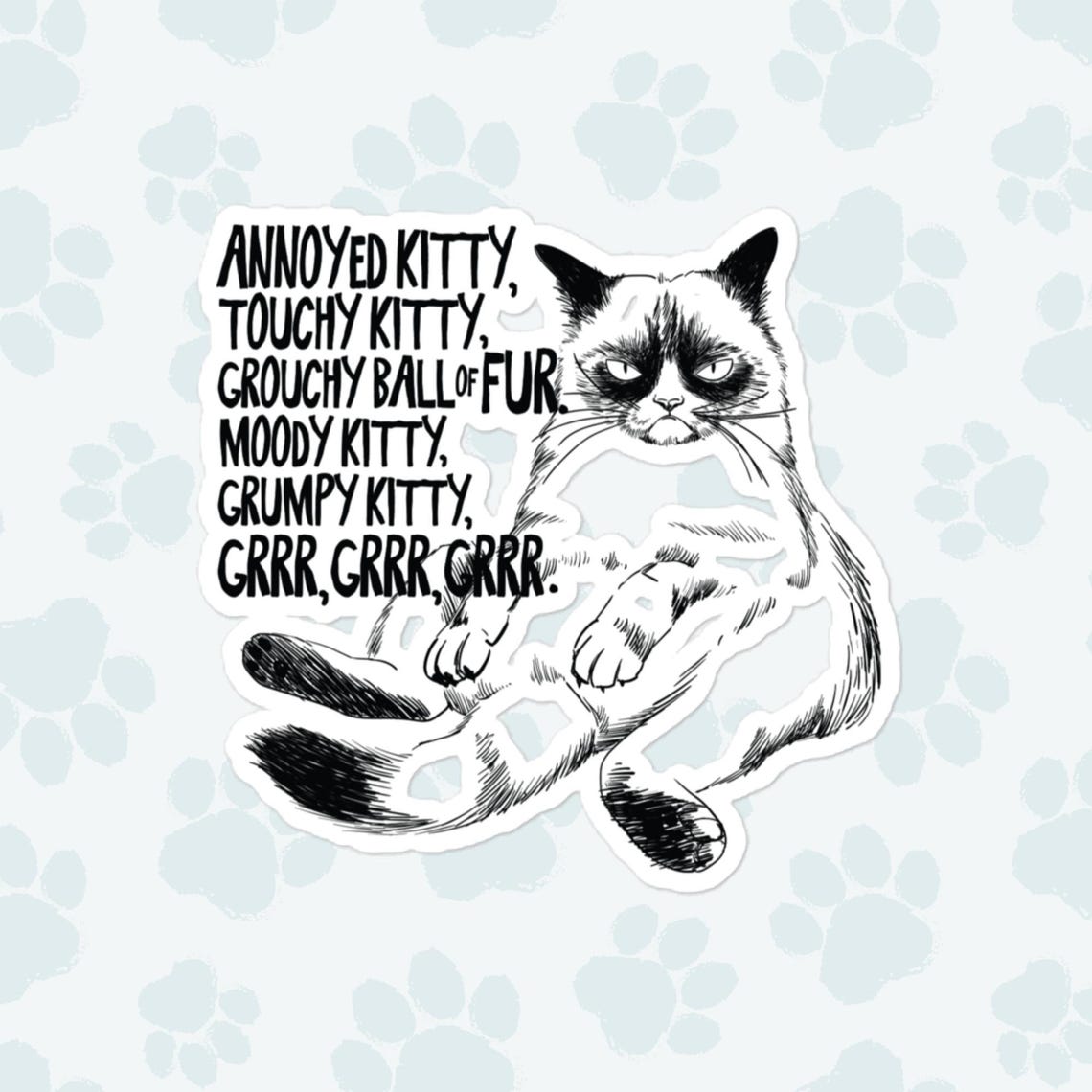 Annoyed Kitty Sticker, Large 4in Vinyl Sticker - Etsy