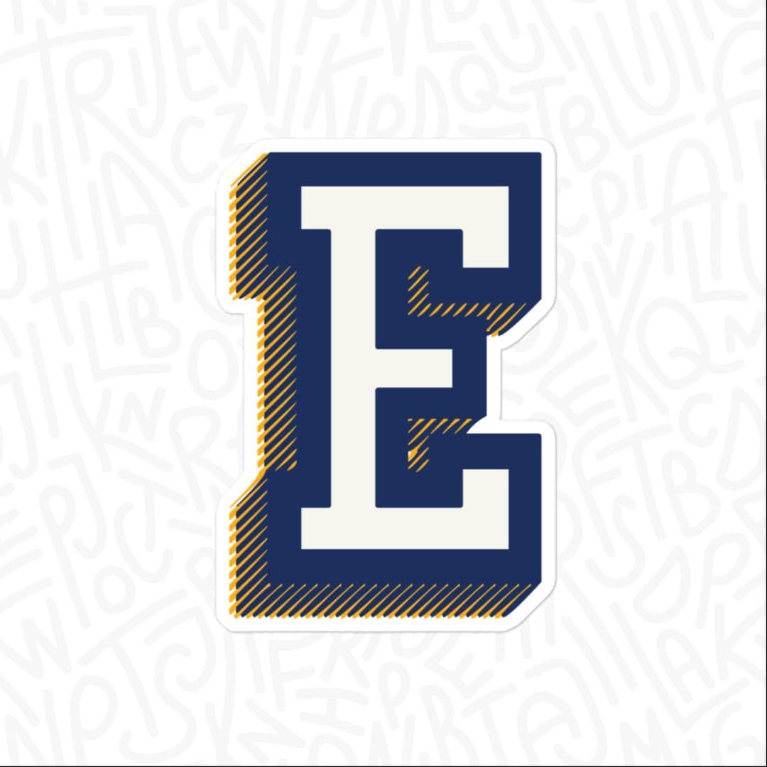 Varsity E, Vinyl Alphabet Sticker, Petite | Large | Super-size - Etsy