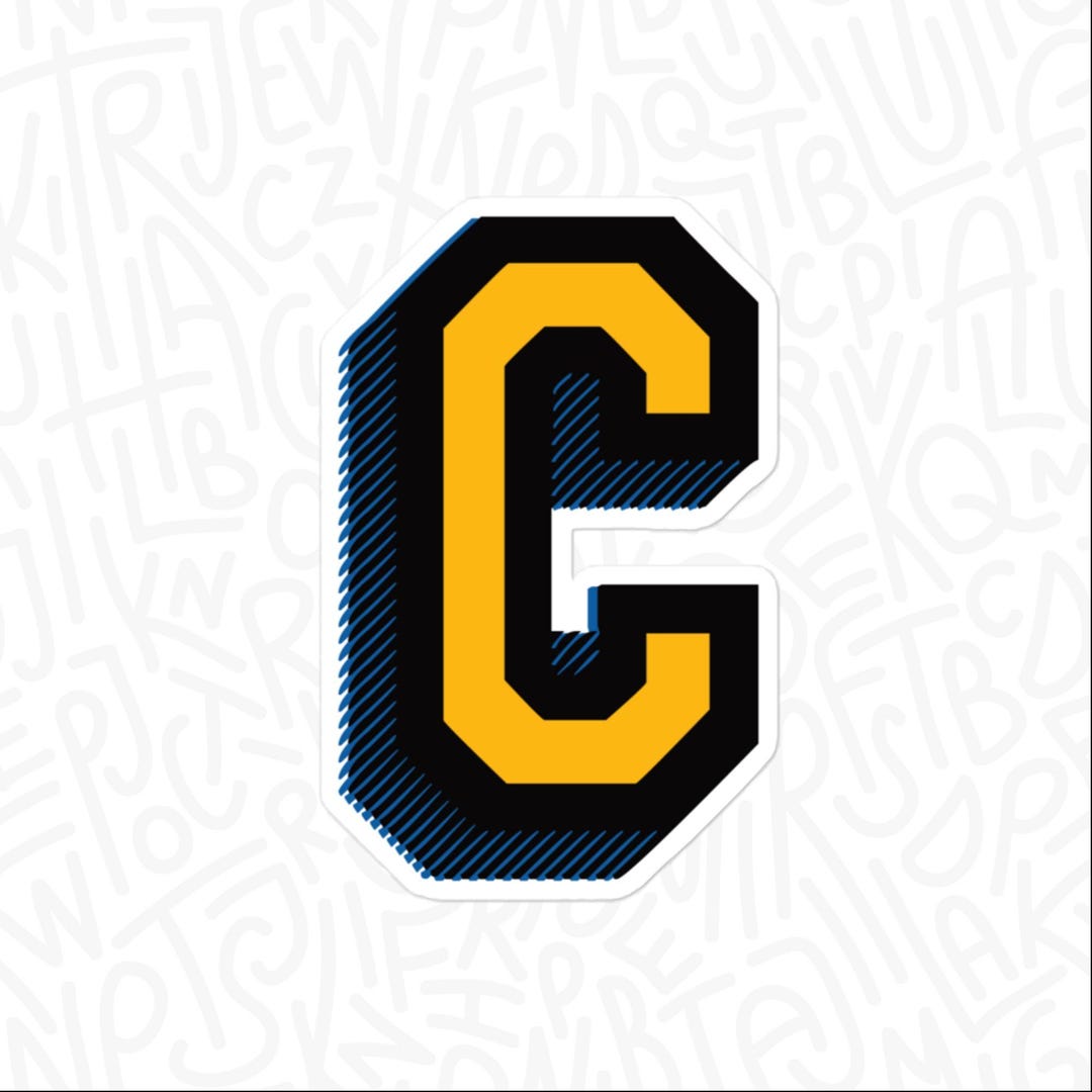 Varsity C, Vinyl Alphabet Sticker, Petite | Large | Super-size - Etsy