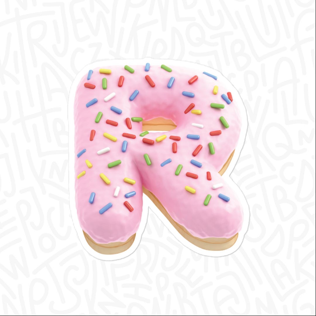 Donut R, Vinyl Alphabet Sticker, Petite | Large | Super-size - Etsy