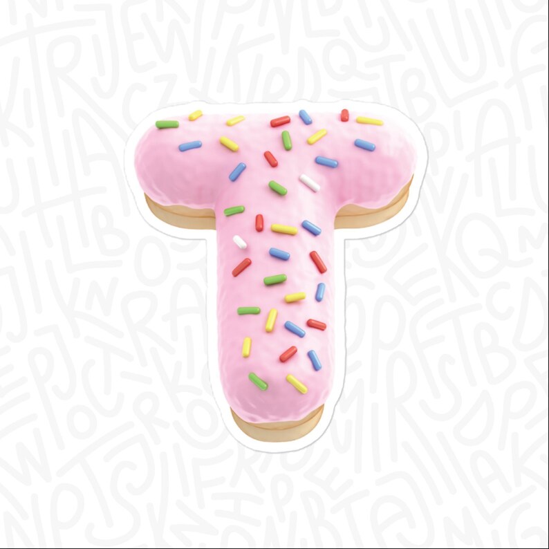 Donut T, Vinyl Alphabet Sticker, Petite | Large | Super-size - Etsy