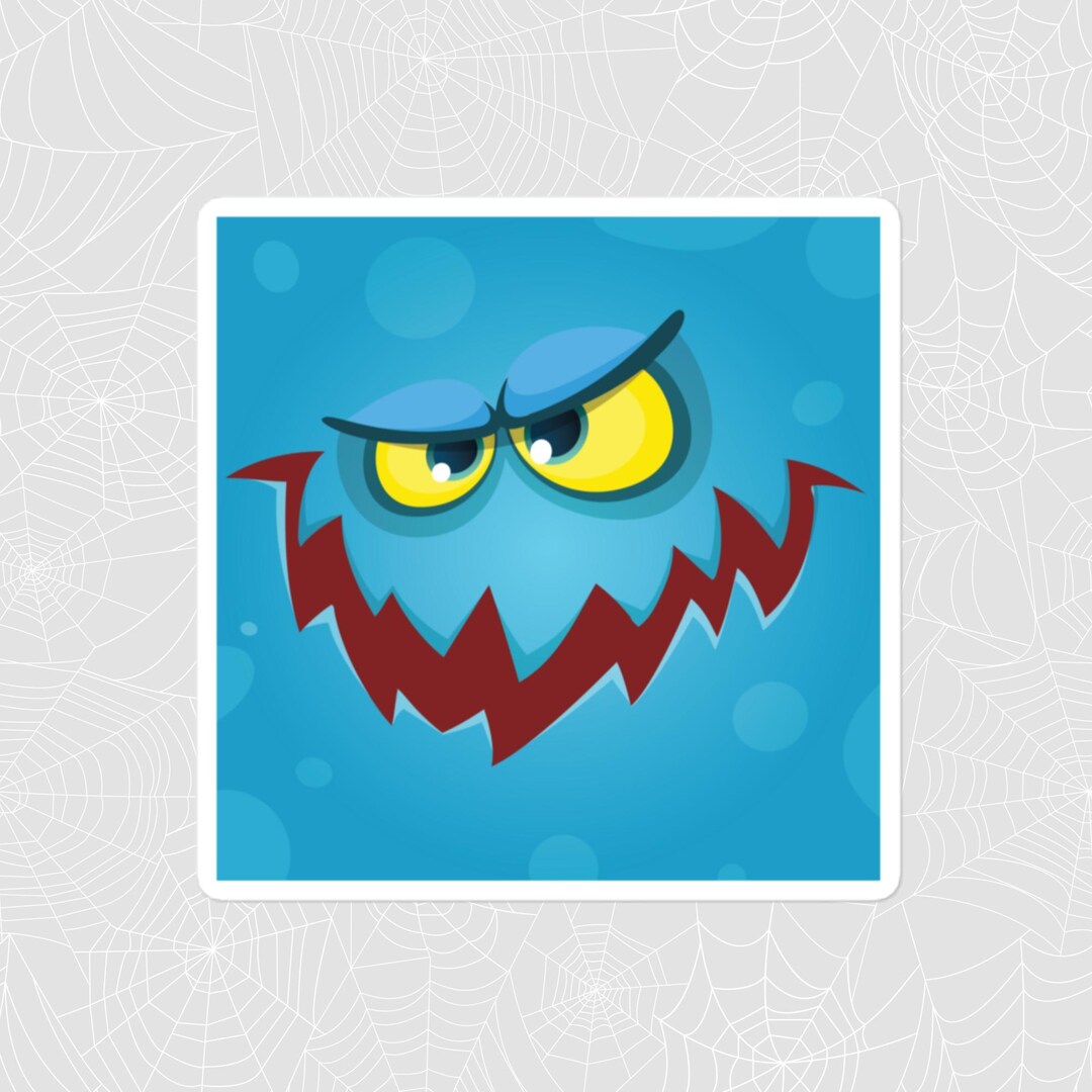 Blue Monster Face Sticker, Large 4in Vinyl Sticker - Etsy