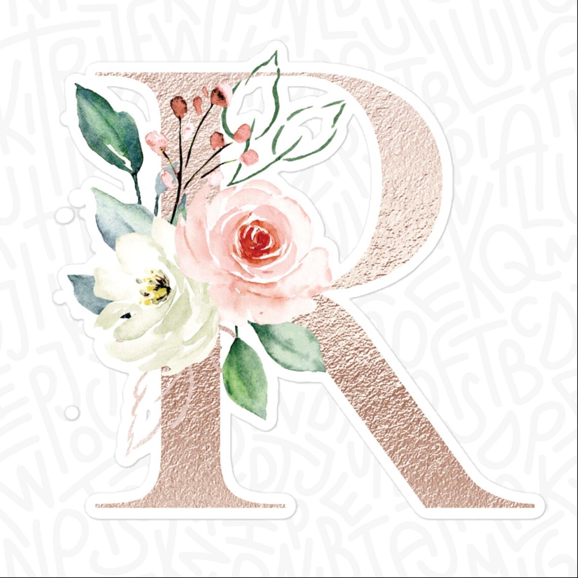 Rose Gold R, Vinyl Alphabet Sticker, Petite | Large | Super-size - Etsy