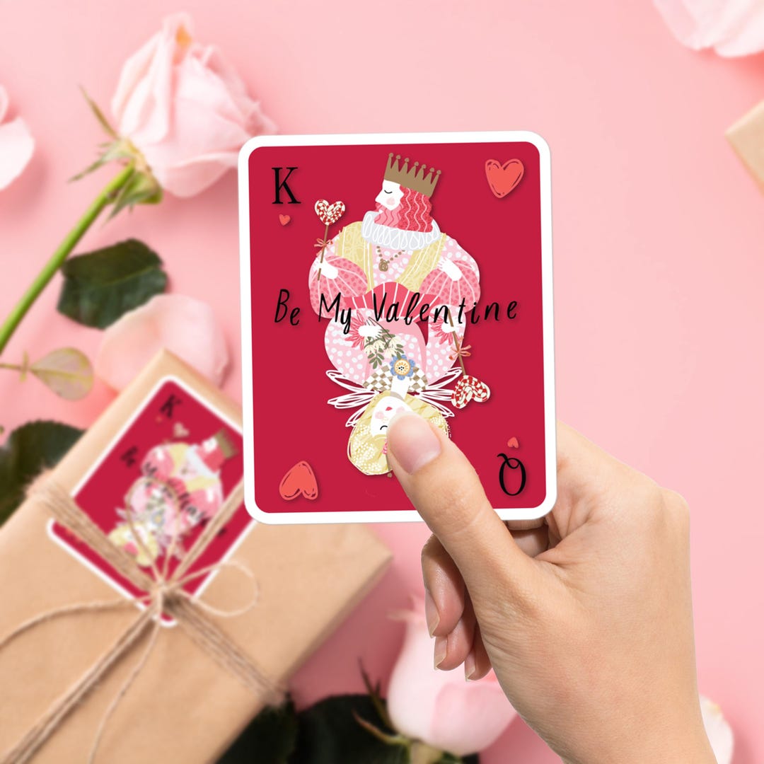 Valentine Playing Card, Large 4in Vinyl Sticker - Etsy