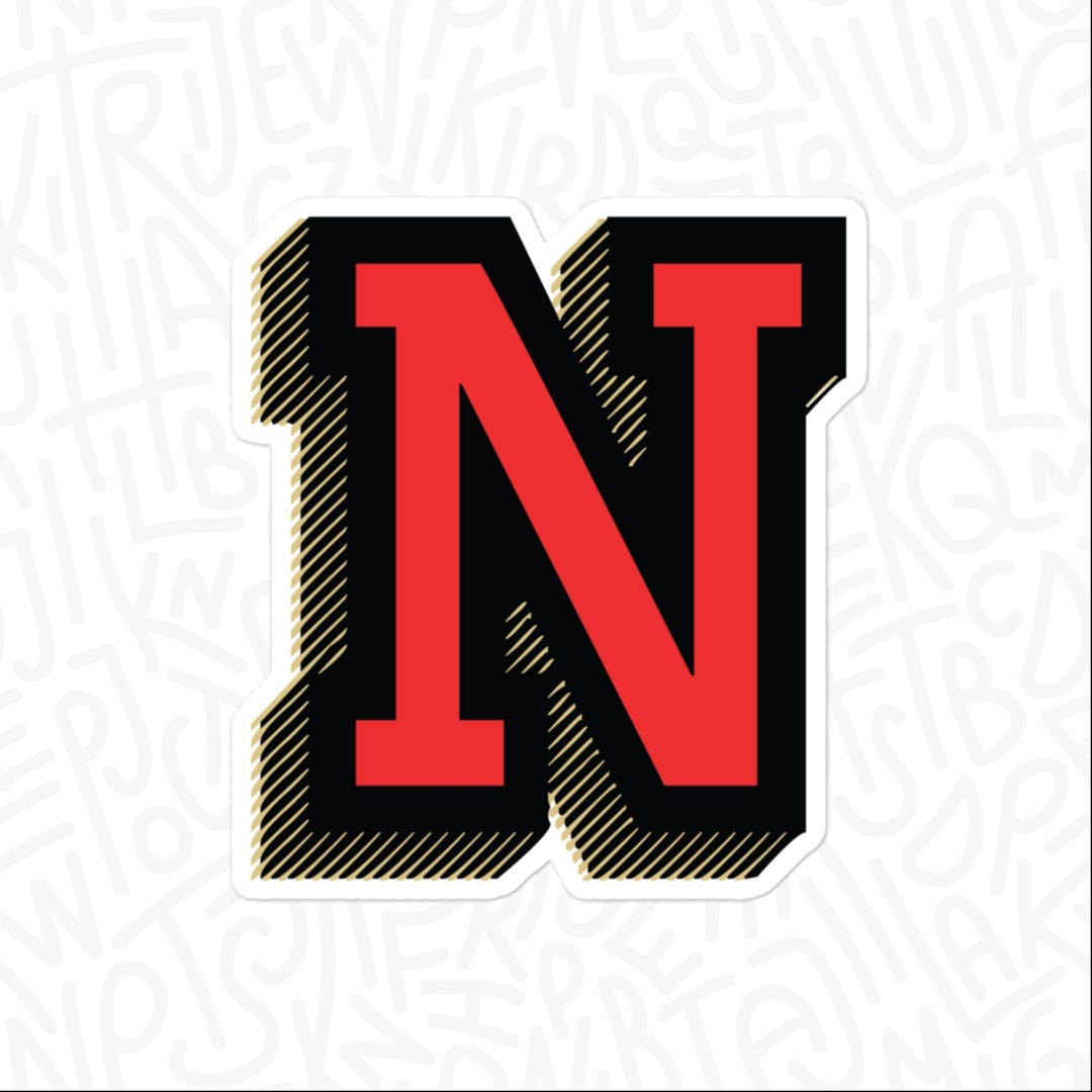 Varsity N, Vinyl Alphabet Sticker, Petite | Large | Super-size - Etsy