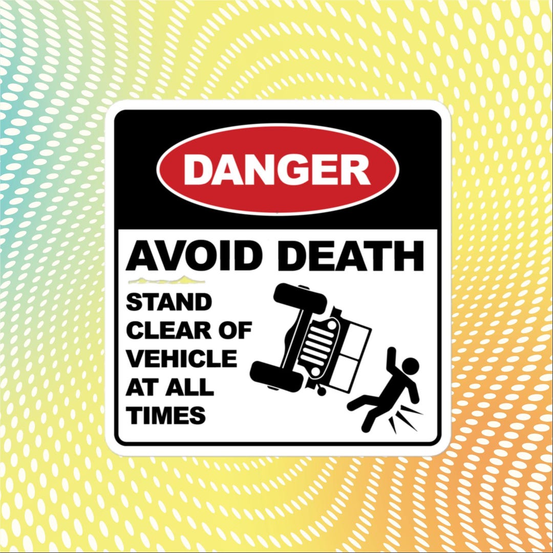 Danger Stand Clear of Vehicle Sticker, Large 4in Vinyl Sticker - Etsy