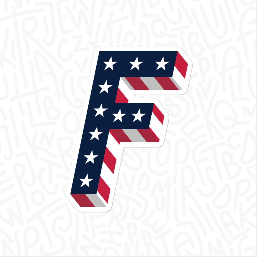Patriotic F, Vinyl Alphabet Sticker, Petite | Large | Super-size - Etsy