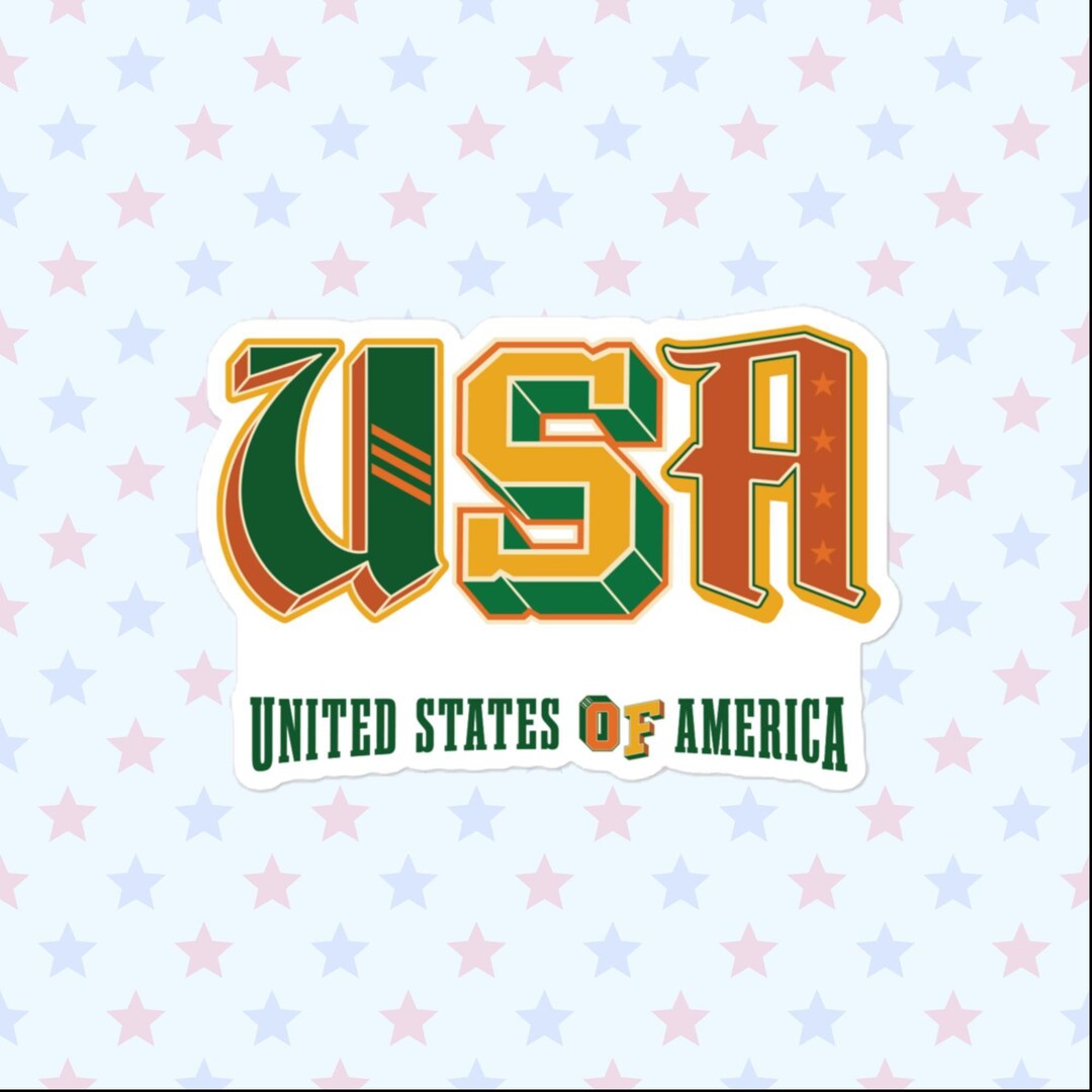 USA Collegiate Letters Sticker, Large 4in Vinyl Sticker - Etsy