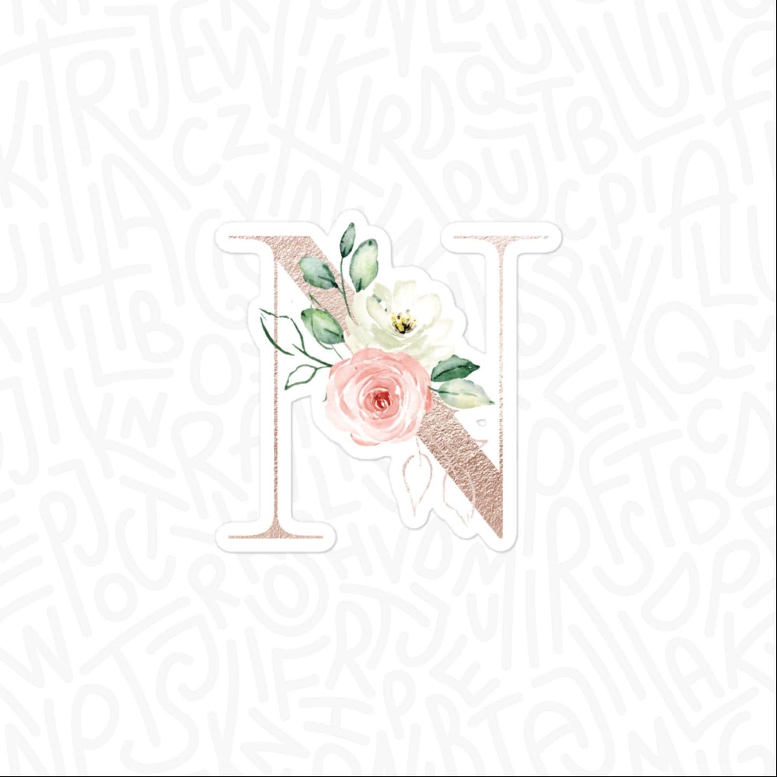 Rose Gold N, Vinyl Alphabet Sticker, Petite | Large | Super-size - Etsy