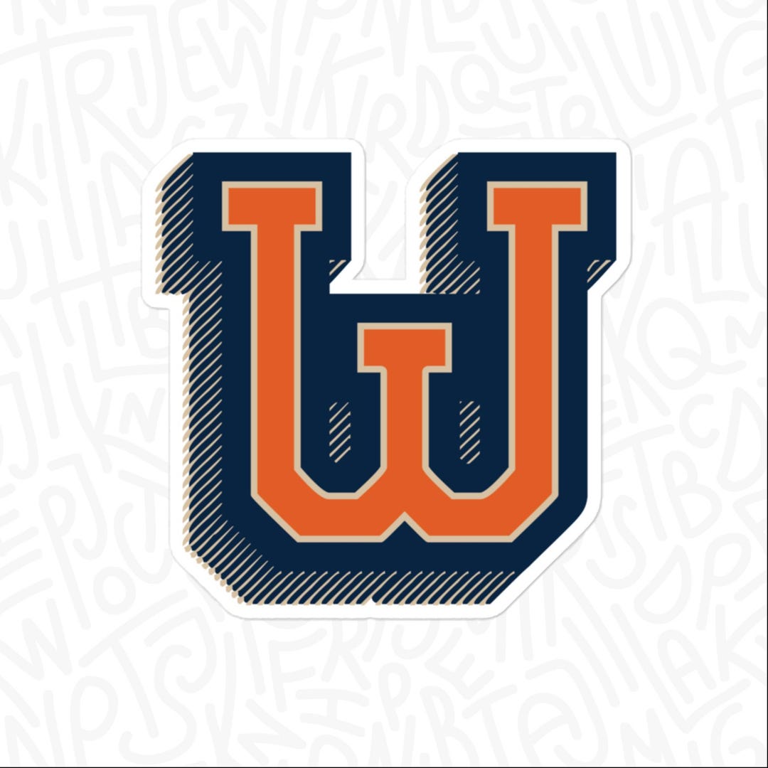 Varsity W, Vinyl Alphabet Sticker, Petite | Large | Super-size - Etsy