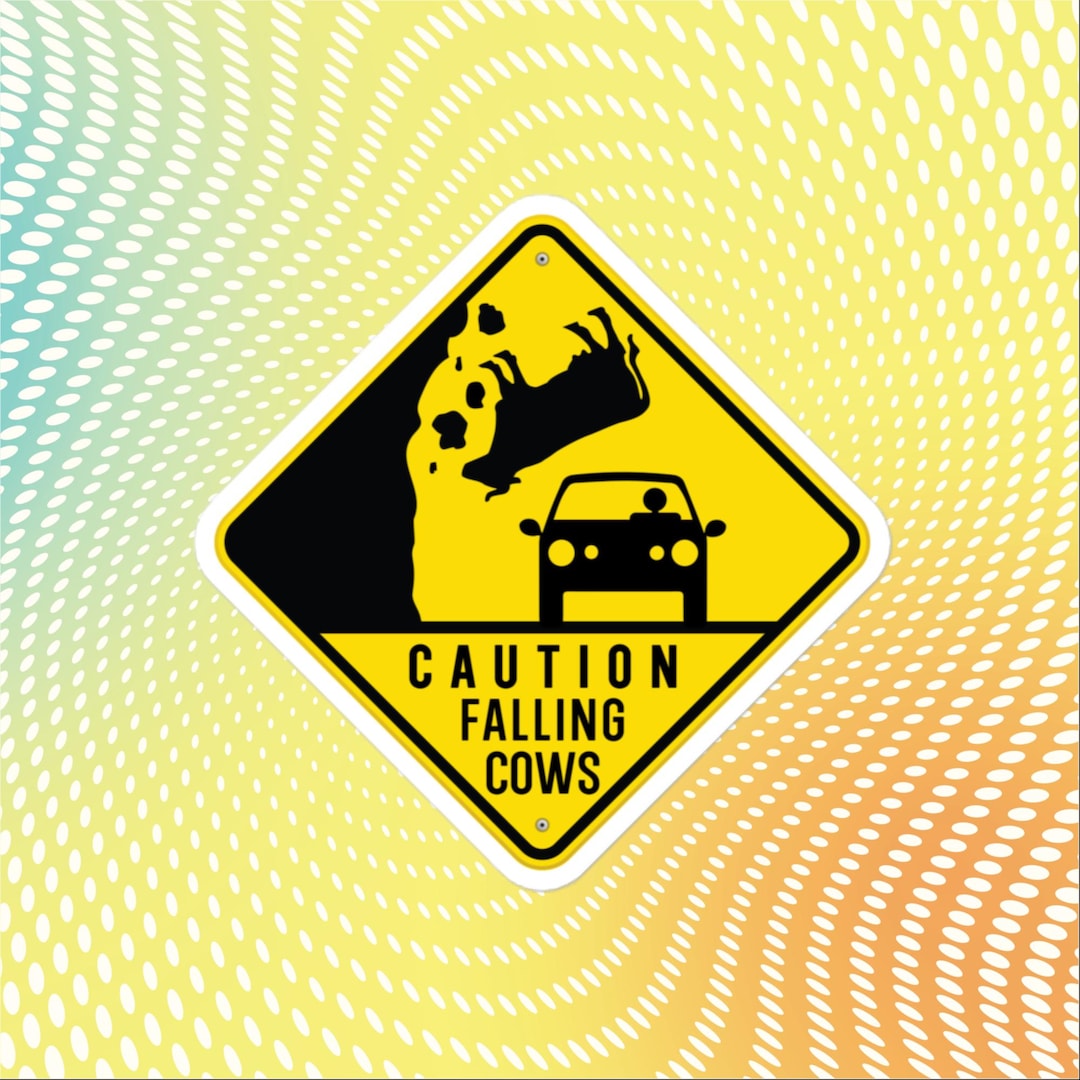 Caution Falling Cows Sticker, Large 4in Vinyl Sticker - Etsy