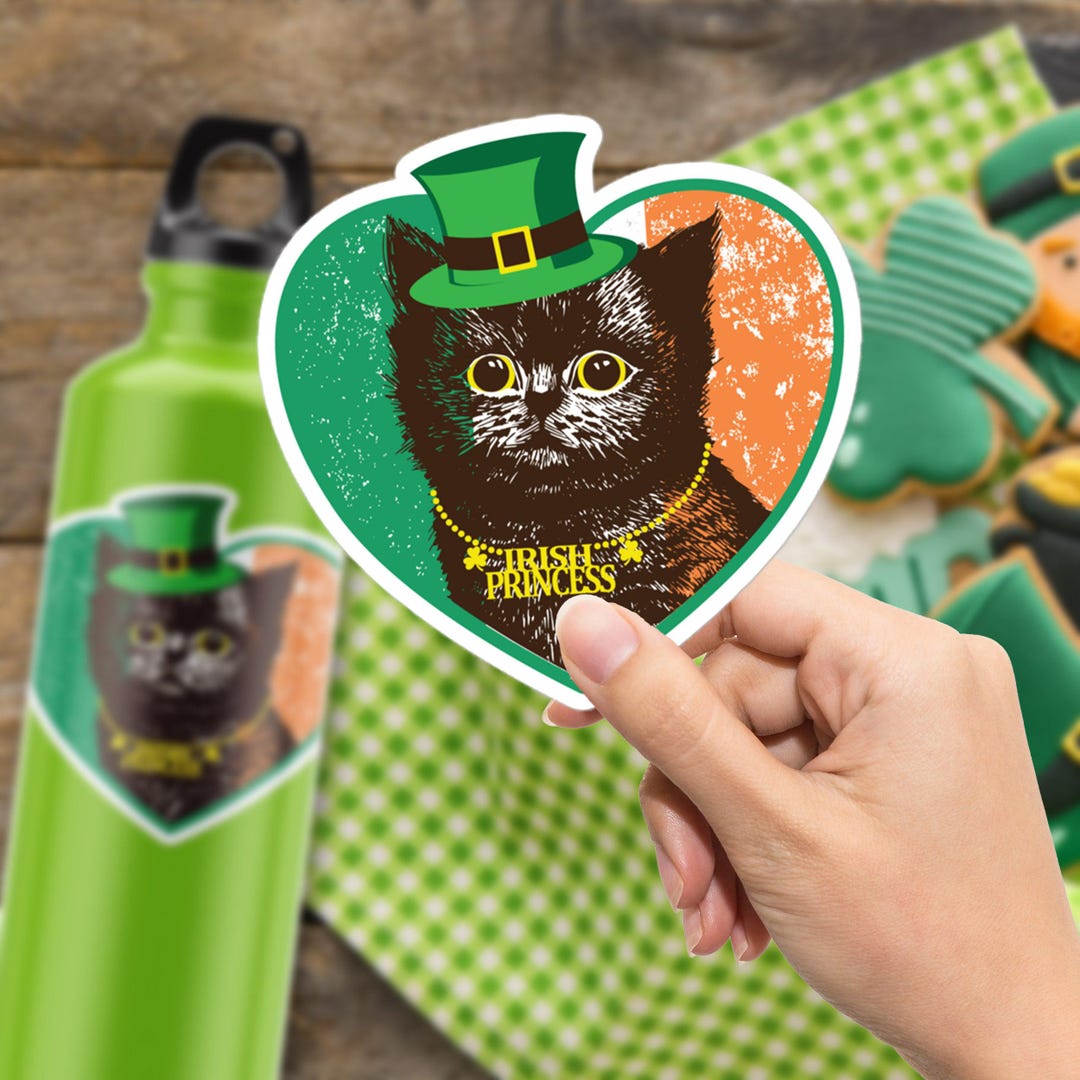 Irish Princess Kitty, Large 4in Vinyl Sticker, Large 4in Vinyl Sticker ...