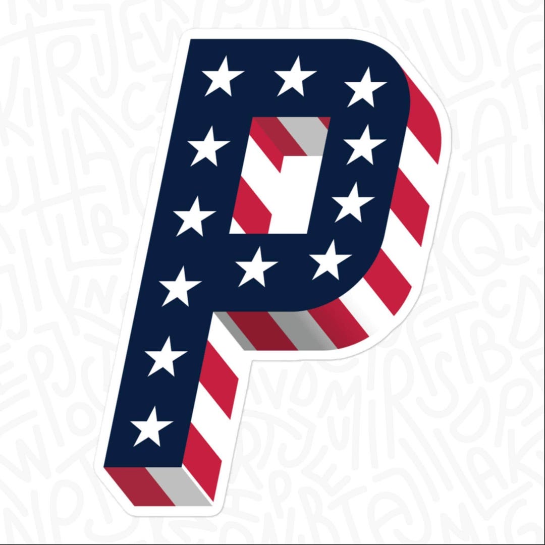 Patriotic P, Vinyl Alphabet Sticker, Petite | Large | Super-size - Etsy
